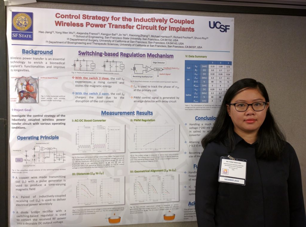 Wendy Wu and Kangjun Bai presented a poster in 2016 ASAIO Conference | SFSU - Bioelectronics Lab